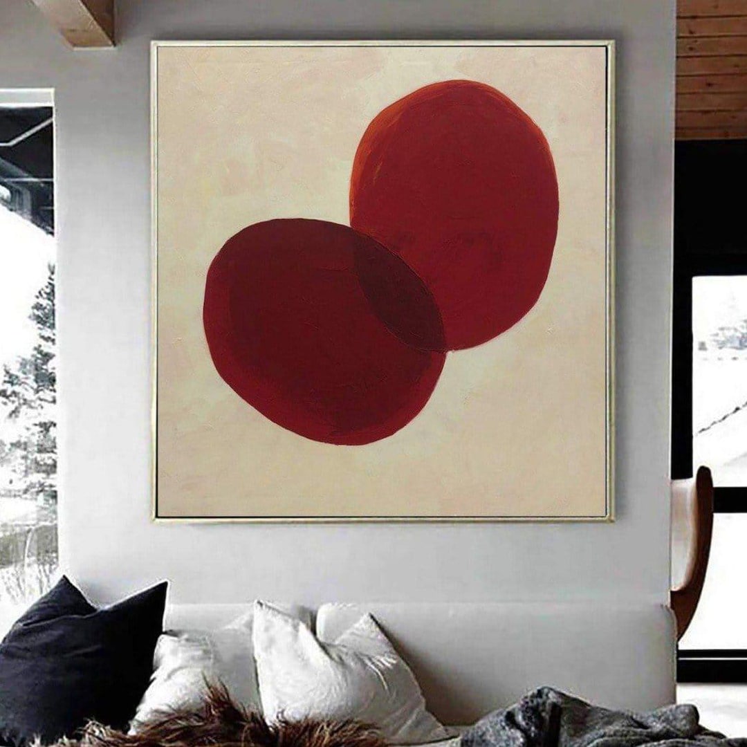 Oversized Red Abstract Oil Painting on Canvas: Modern Wall Art - Etsy