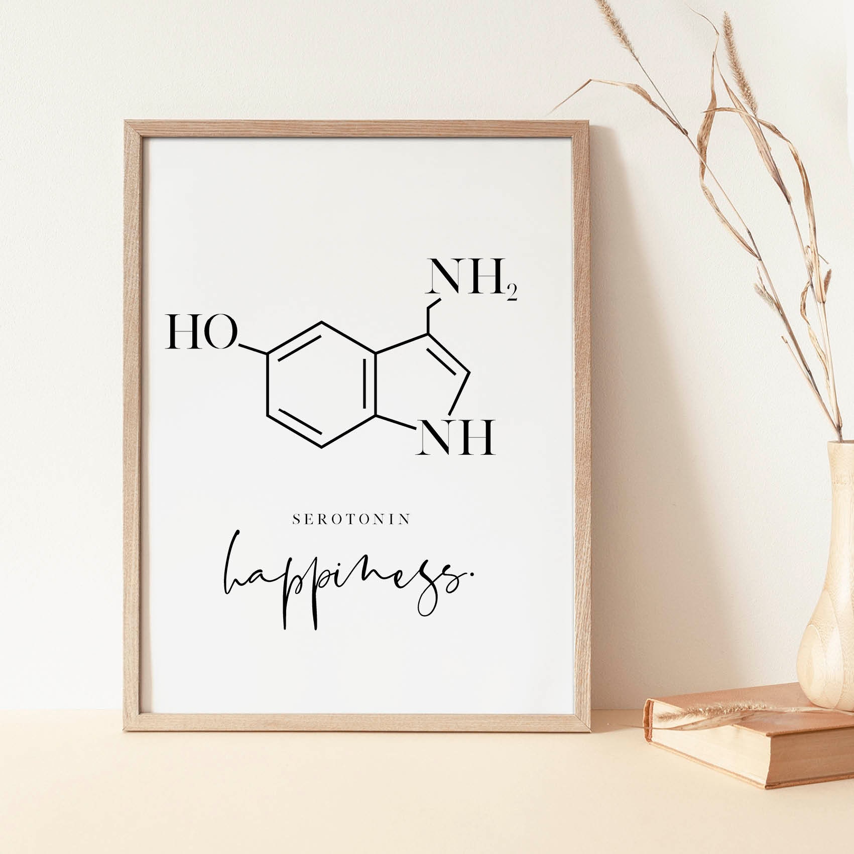Serotonin Gift Molecule Poster, Chemistry Science Poster Printable Wall ...