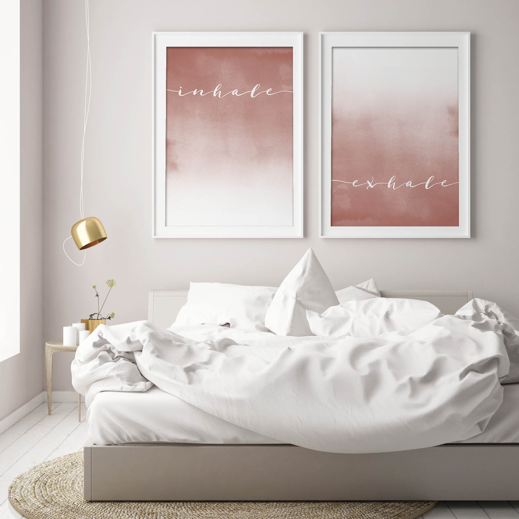 Inhale Exhale Print Set 2 Rose, Poster Yoga Gift Inhale Exhale , Wall ...