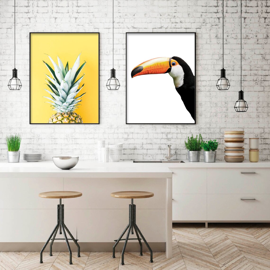 Tropical Pineapple Wall Decor, Botanical Pineapple Wall Art, Printable ...