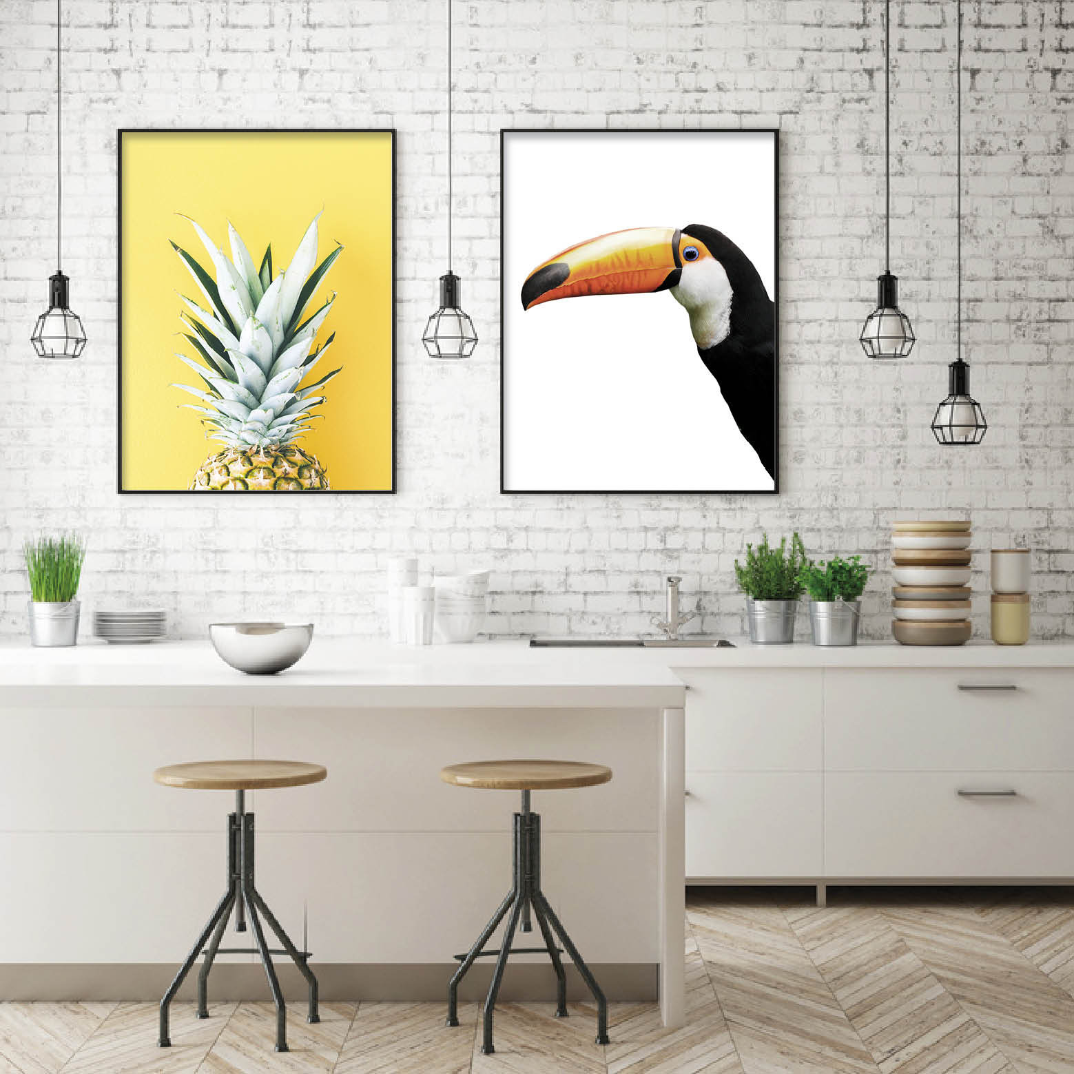 Tropical Pineapple Wall Decor, Botanical Pineapple Wall Art, Printable ...