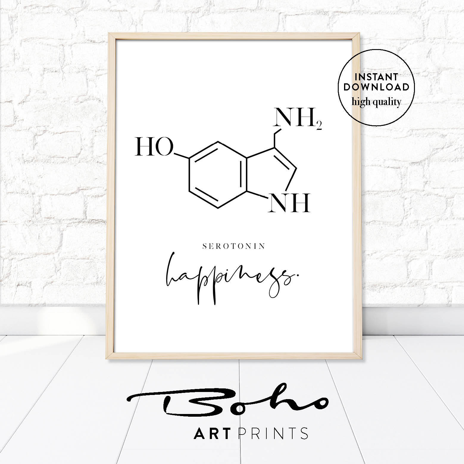 Serotonin Gift Molecule Poster, Chemistry Science Poster Printable Wall ...