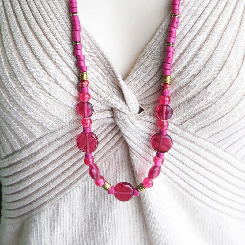 Hot Pink Necklace - Etsy