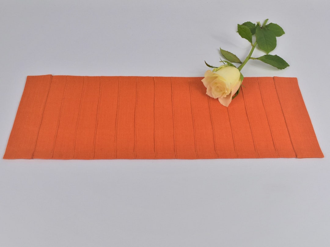 Orange Linen Table Cloth Modern Small Table Runner - Etsy