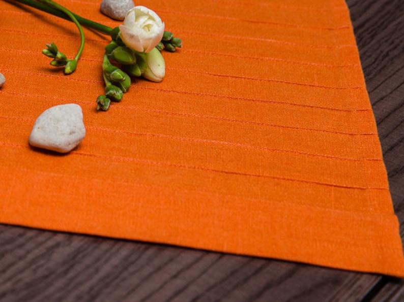 Orange Linen Table Cloth Modern Small Table Runner - Etsy