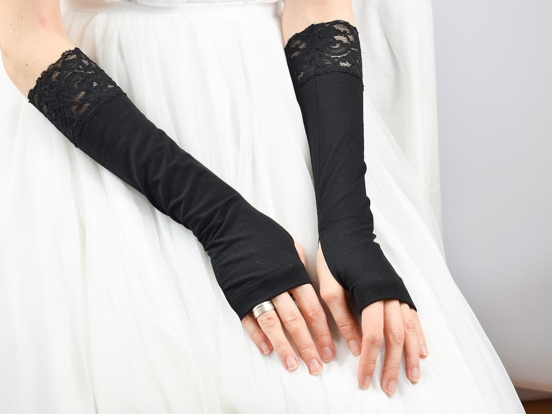Black Lace Arm Warmers, Festival Gloves, Gothic Concert Accessory ...