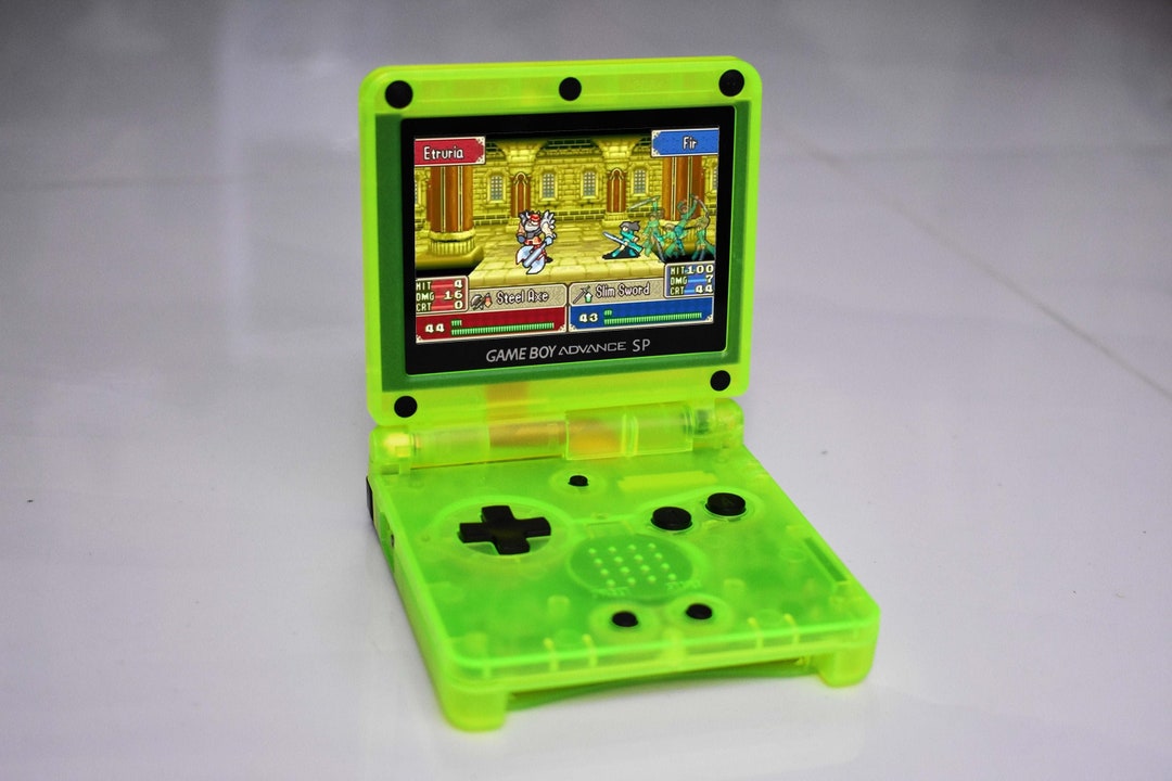 Backlit IPS Gbasp Mod Nintendo Gameboy Advance SP Extremely Green Glow ...