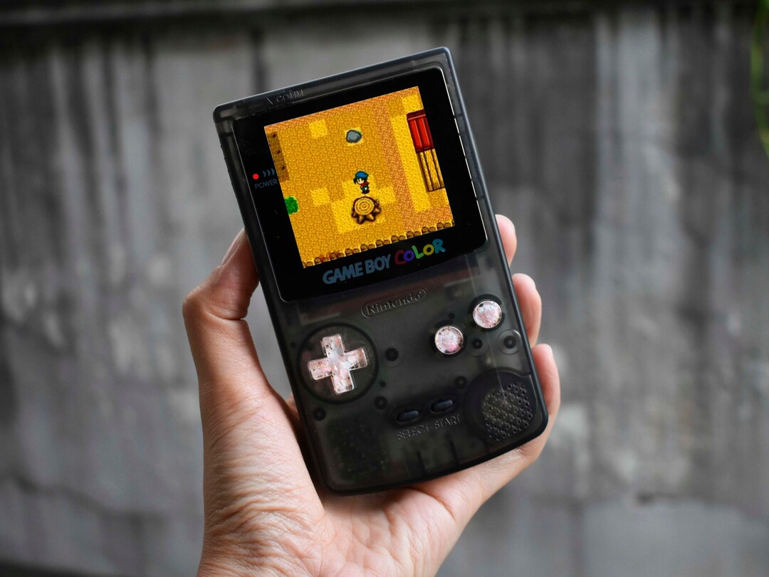 Retro Pixel IPS Q5 Game Boy Color Nintendo GBC Clear Black Shell Spring ...