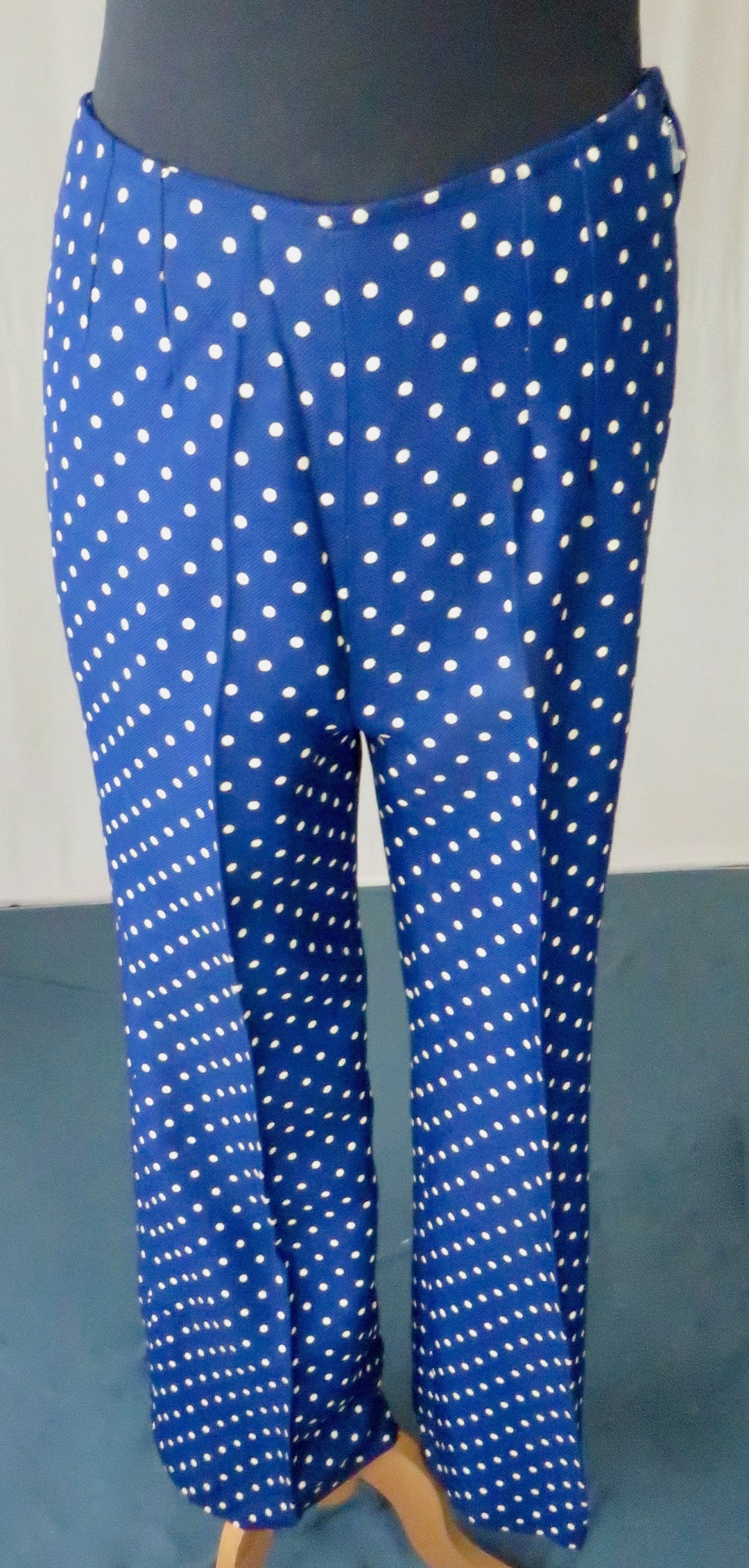 60's Made for Ladies Flares in a Blue and White Polka Dot. Lovely ...
