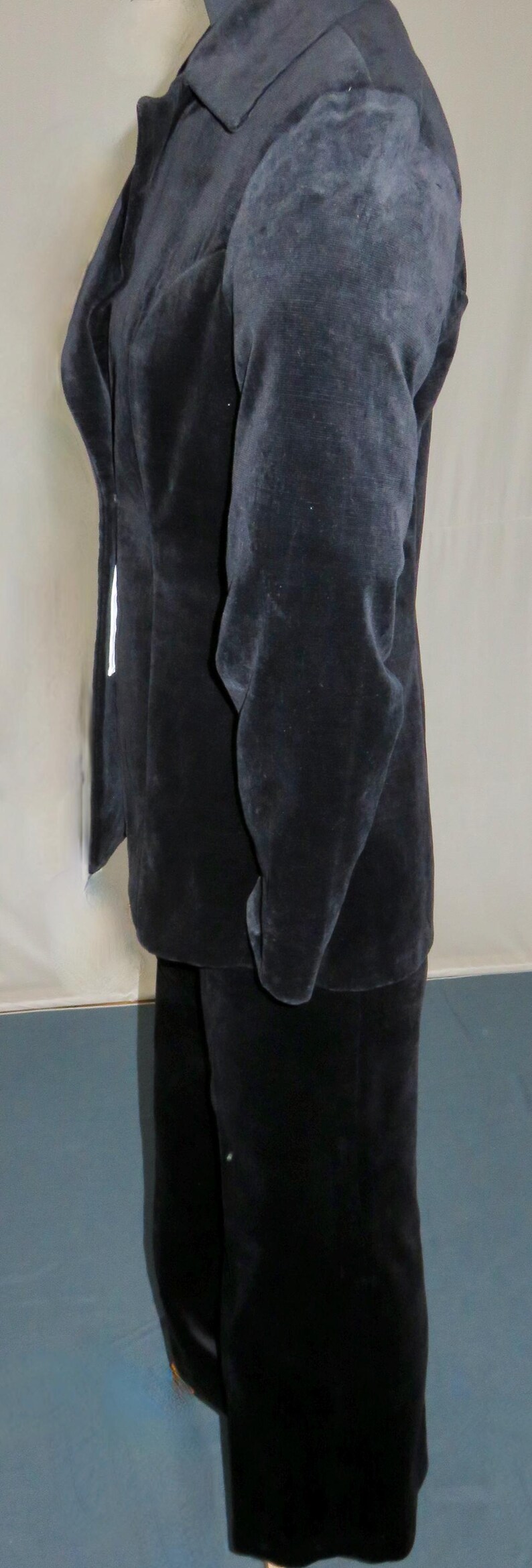 Immaculate Ladies Early 70's Cotton Fine Velvet Black 2 Piece Trouser ...