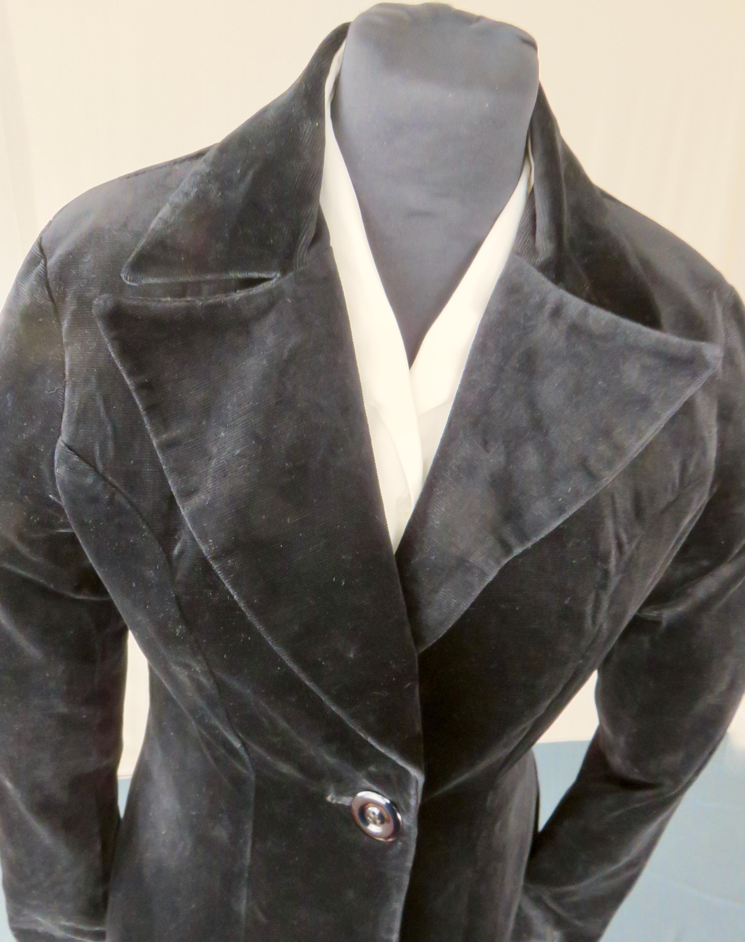 Immaculate Ladies Early 70's Cotton Fine Velvet Black 2 Piece Trouser ...