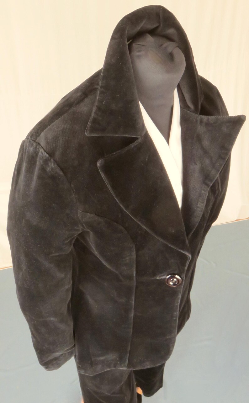 Immaculate Ladies Early 70's Cotton Fine Velvet Black 2 Piece Trouser ...
