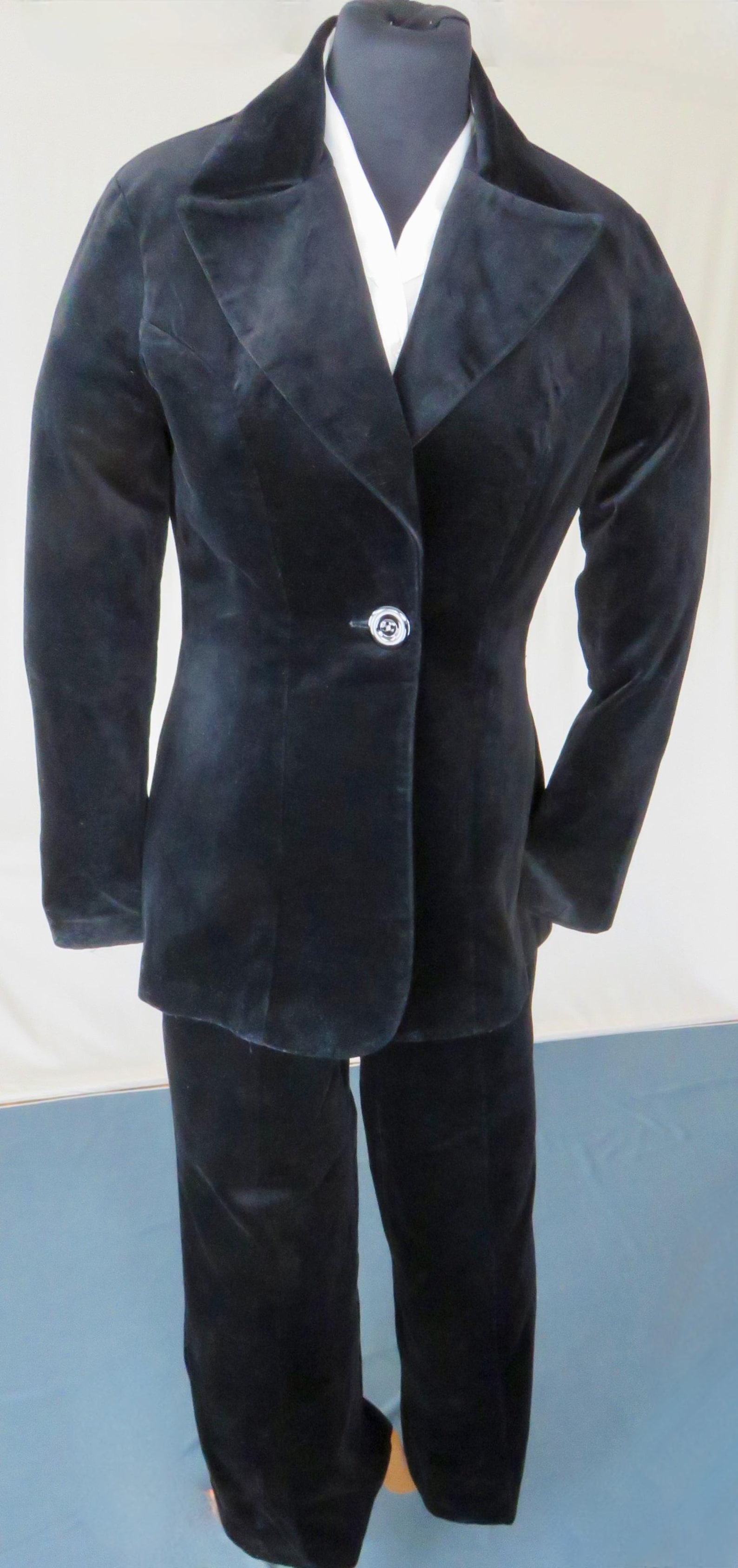 Immaculate Ladies Early 70's Cotton Fine Velvet Black 2 Piece Trouser ...