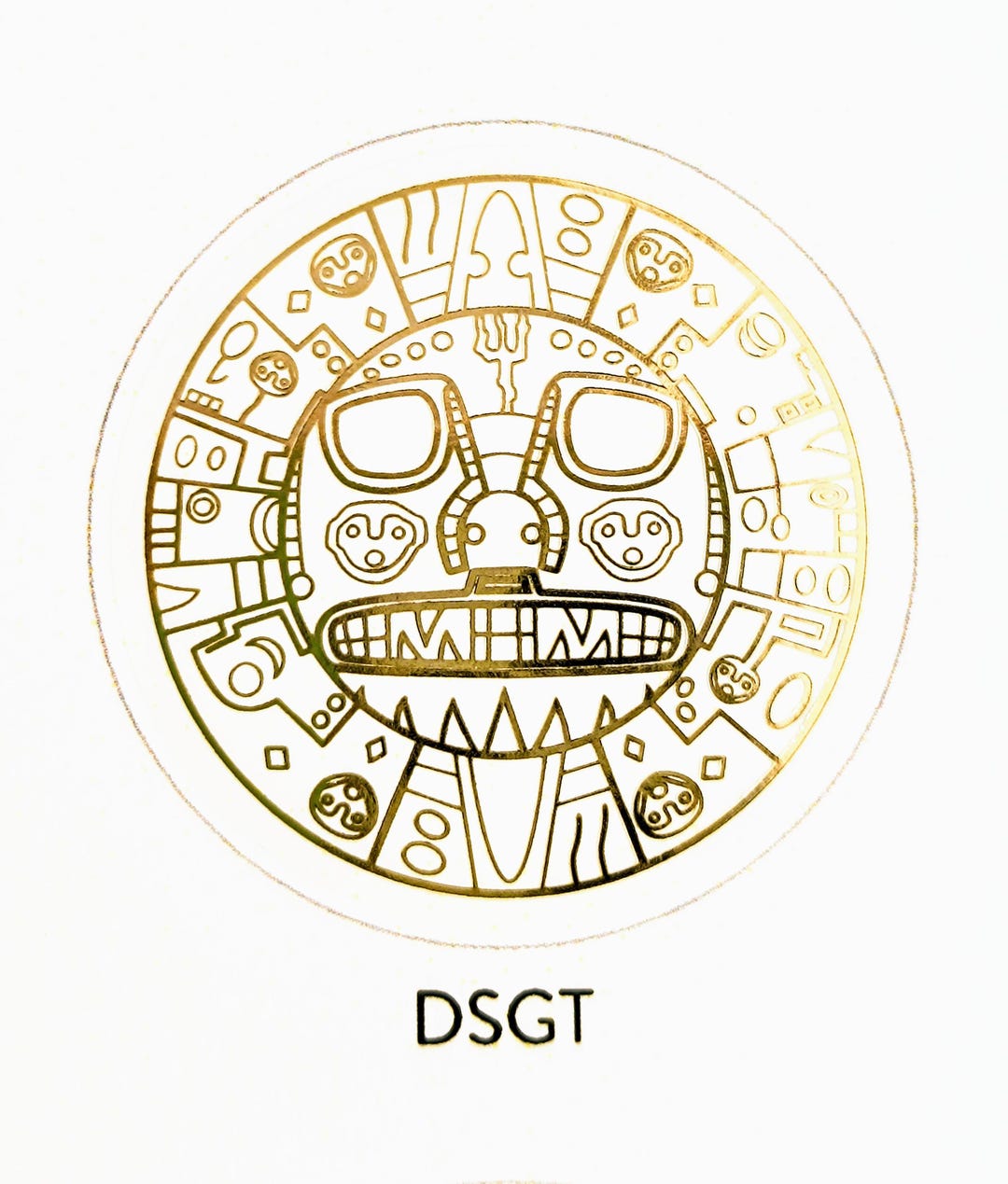 Mayan Sun Disk Symbol Thin Transparent Bright Gold Adhesive Labels ...