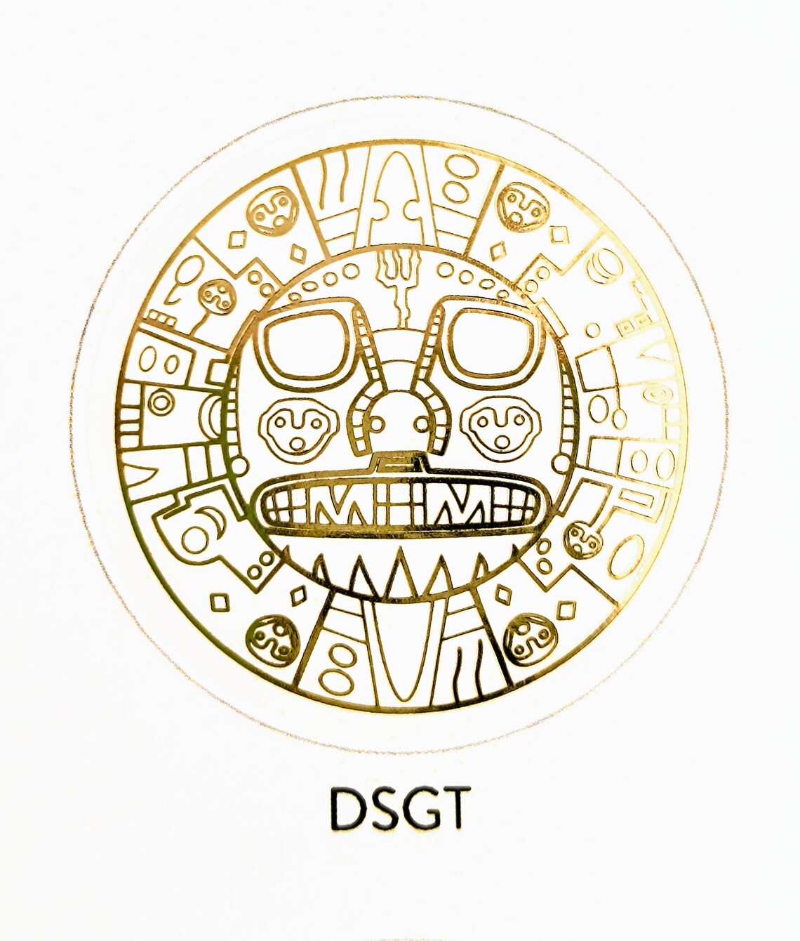 Mayan Sun Disk Symbol Thin Transparent Bright Gold Adhesive Labels ...