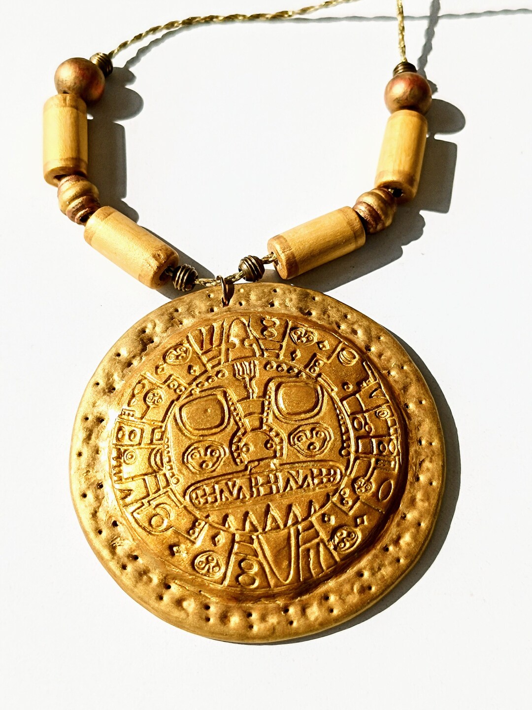 Big Powerful Inca Solar Disc Handmade Clay Shaman Necklace - Etsy