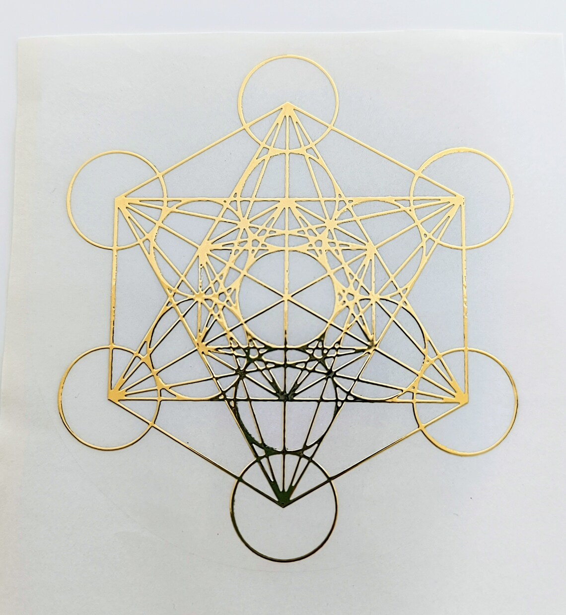 NEW BIG Metatron's Cube Transparent Gold Relief Adhesive Labels Sacred ...