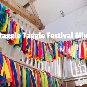 Handmade 5m Raggle Taggle Bunting 320 Strips Warm Hues, Rainbow ...