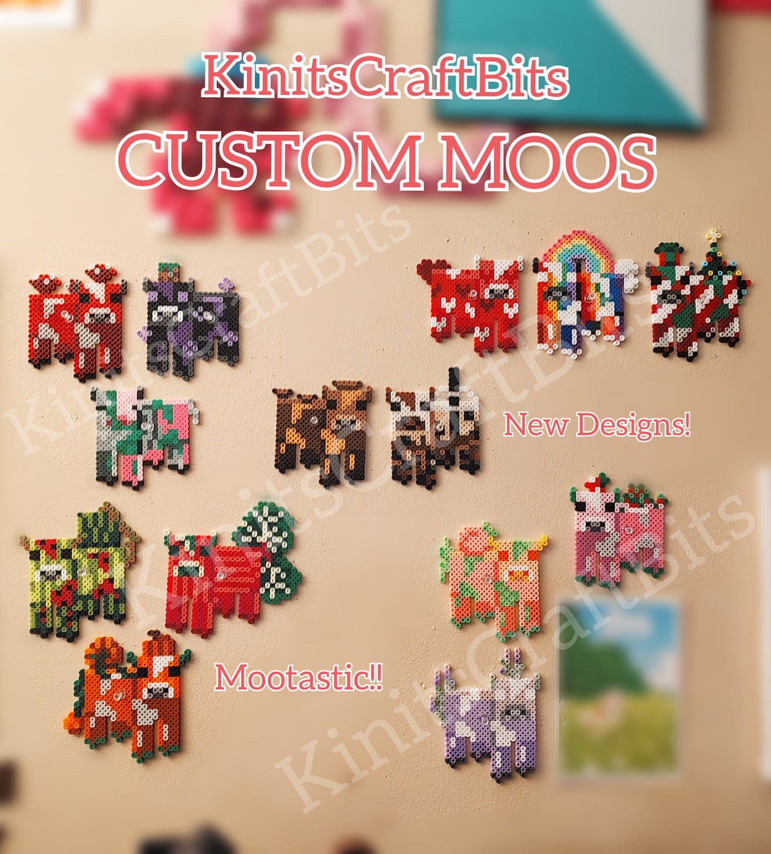 CUSTOM MOOS Minecraft-inspired Custom Cow Designs NEW Moobarb, Peaches ...