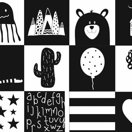 Monochrome High Contrast Black and White Stimulation Cards for - Etsy