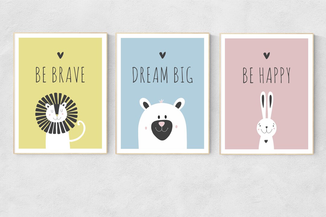 Set of 3 Inspirational Print - Cute Animals and Motivational Quotes ...