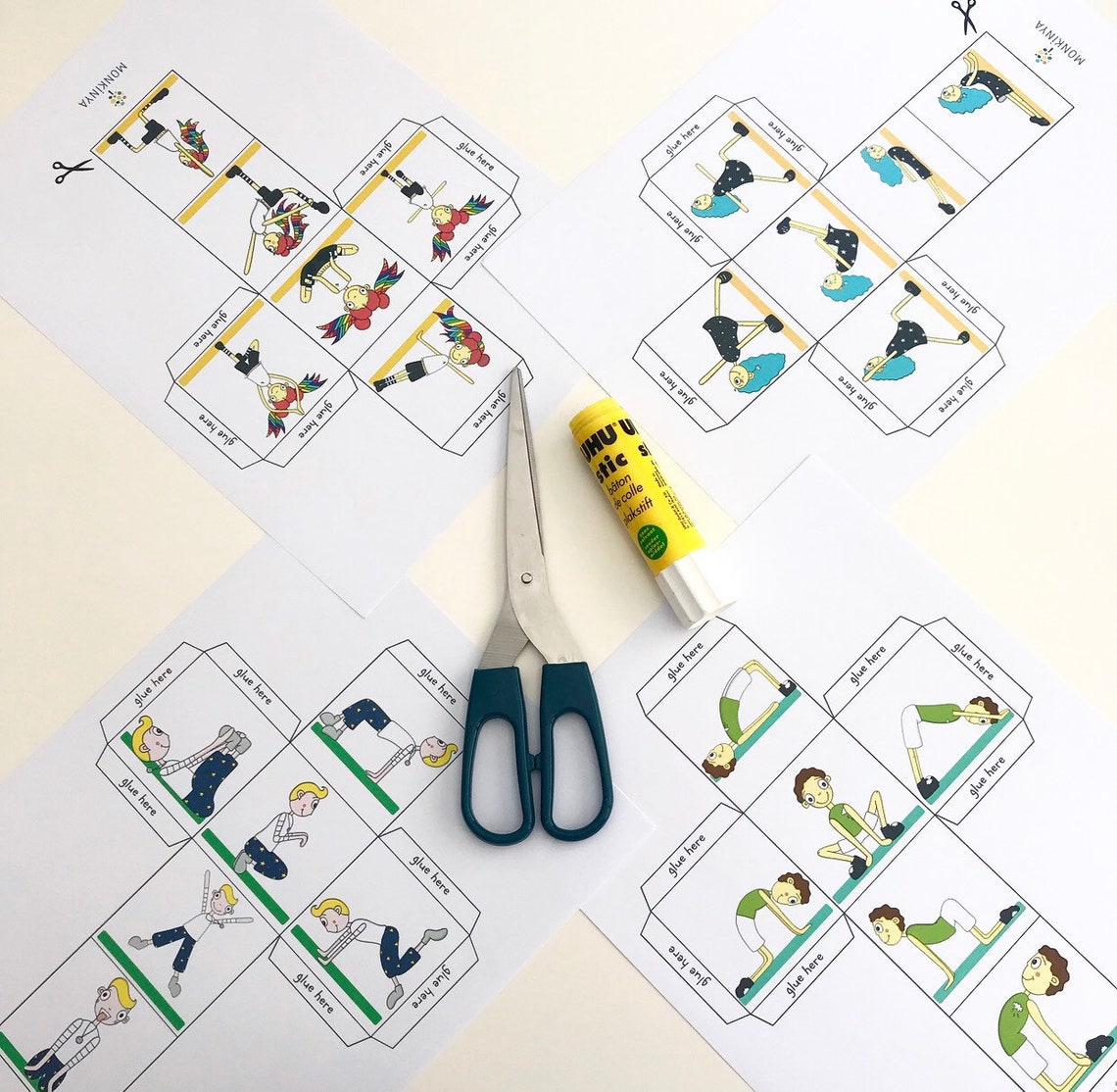 Kids Yoga Dice (printable) - DIGITAL Product A4 Sized PDF - 4 Dice ...