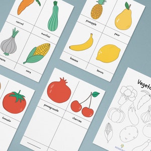 Printable Montessori Fruit and Vegetable Cards & Coloring | Etsy