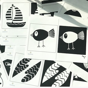 Monochrome High Contrast Black and White Stimulation Cards for Babies ...
