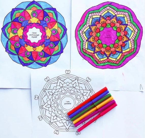 Positive Affirmation Mandalas for Kids 12 Pages INSTANT | Etsy
