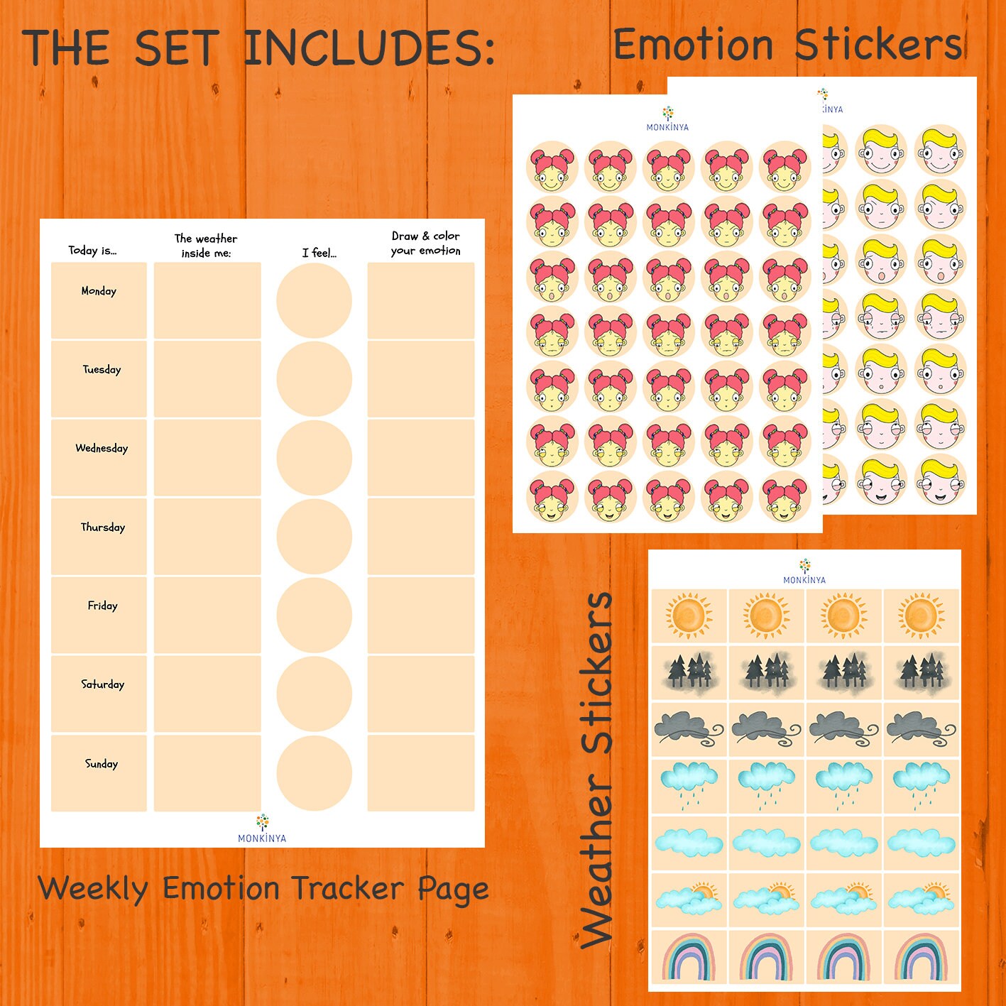 Emotion Tracker PDF Mindfulness for Kids Emotion Cards and Weather ...