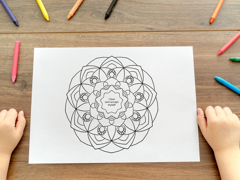 Positive Affirmation Mandalas for Kids 12 Pages INSTANT | Etsy