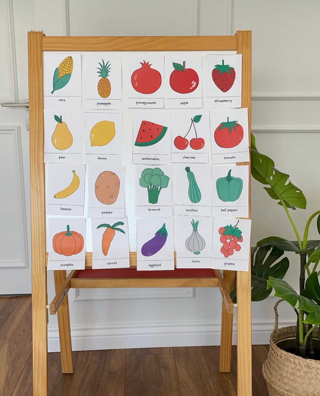 Printable Montessori Fruit and Vegetable Cards & Coloring Pages - Etsy