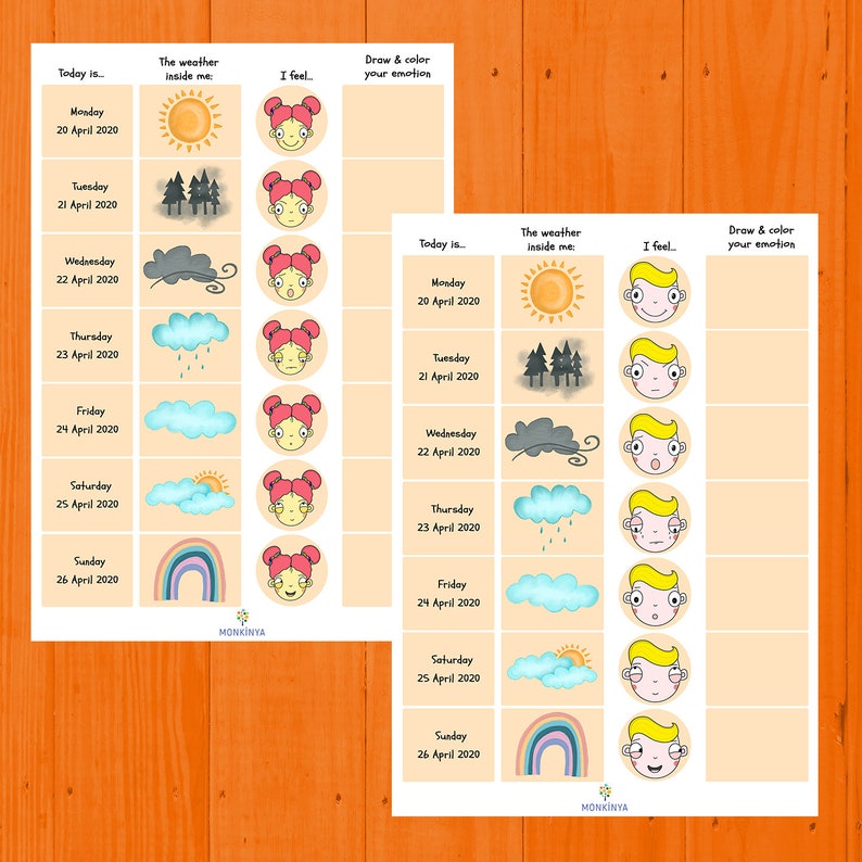 Emotion Tracker PDF Mindfulness for Kids Emotion Cards and Weather ...
