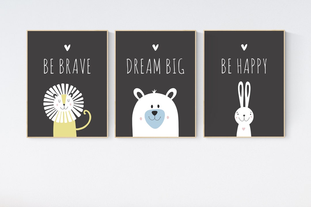 Set of 3 Inspirational Print - Cute Animals and Motivational Quotes ...