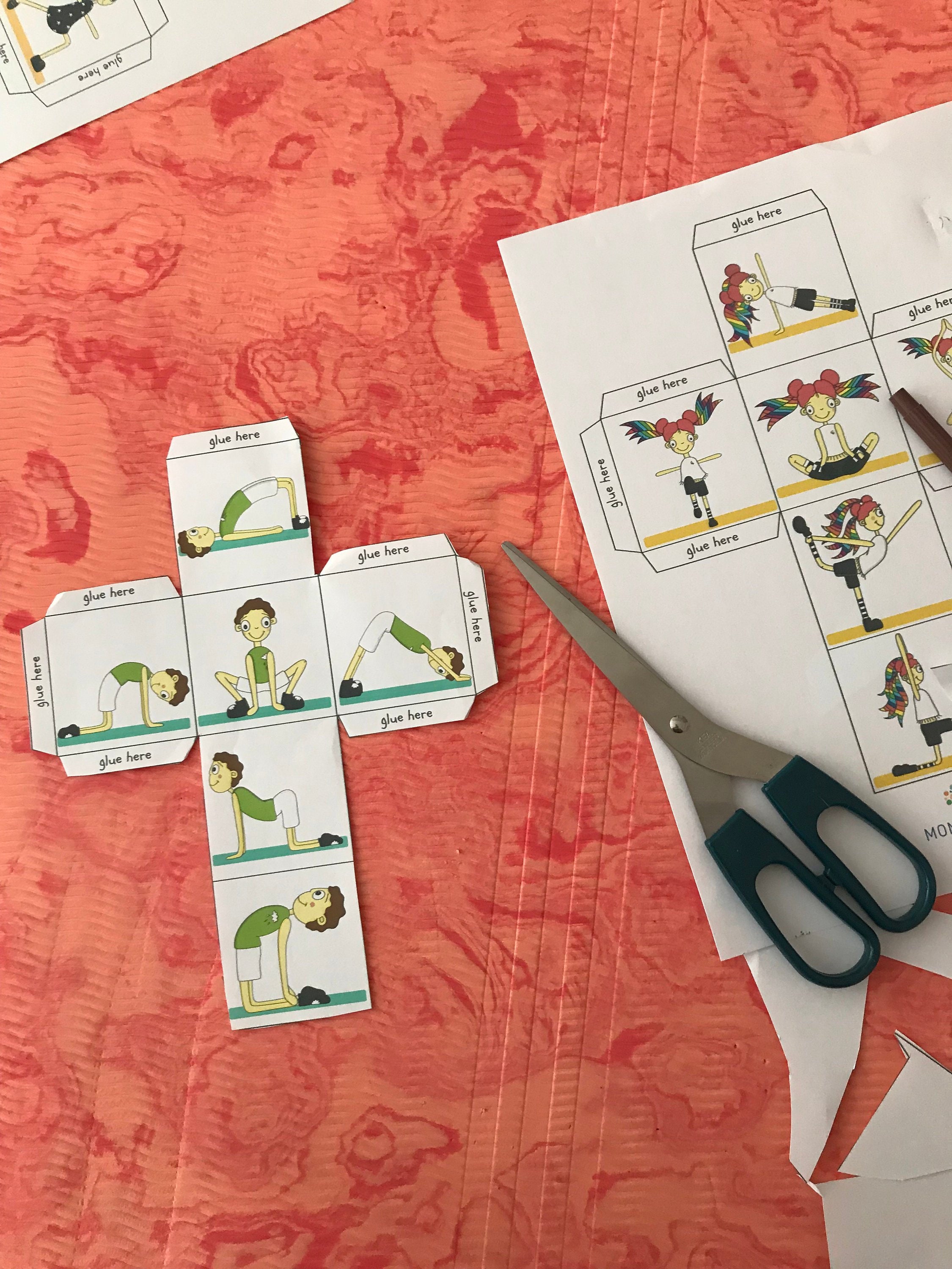 Kids Yoga Dice (printable) - DIGITAL Product A4 Sized PDF - 4 Dice ...