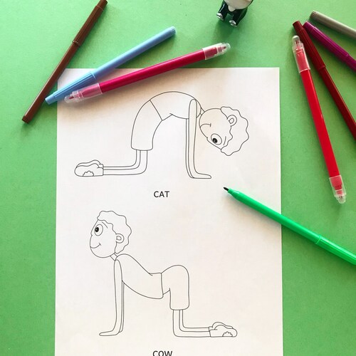 Kids Yoga Coloring Pages Ready to Print 10 Mindful | Etsy