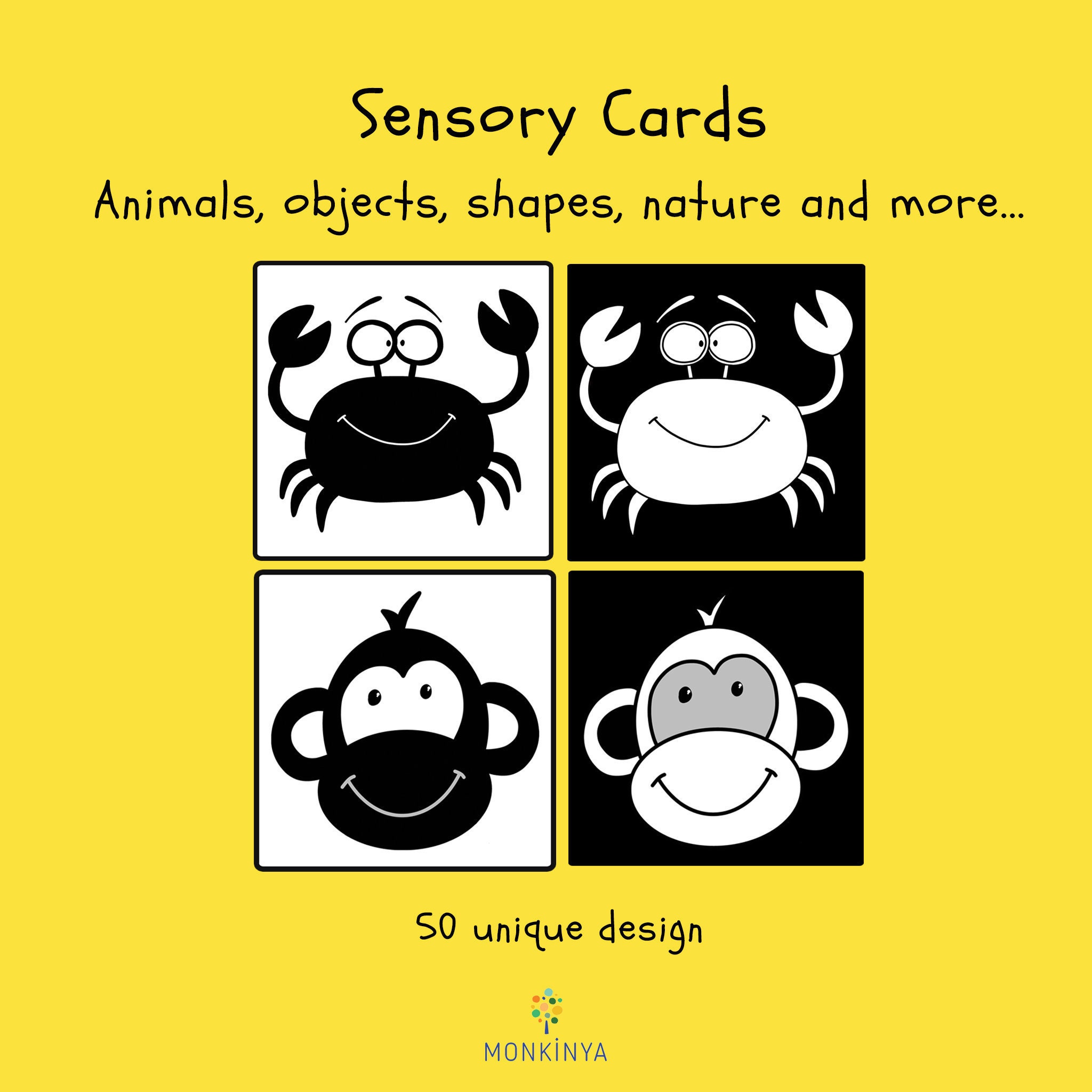 Monochrome High Contrast Black and White Stimulation Cards for - Etsy