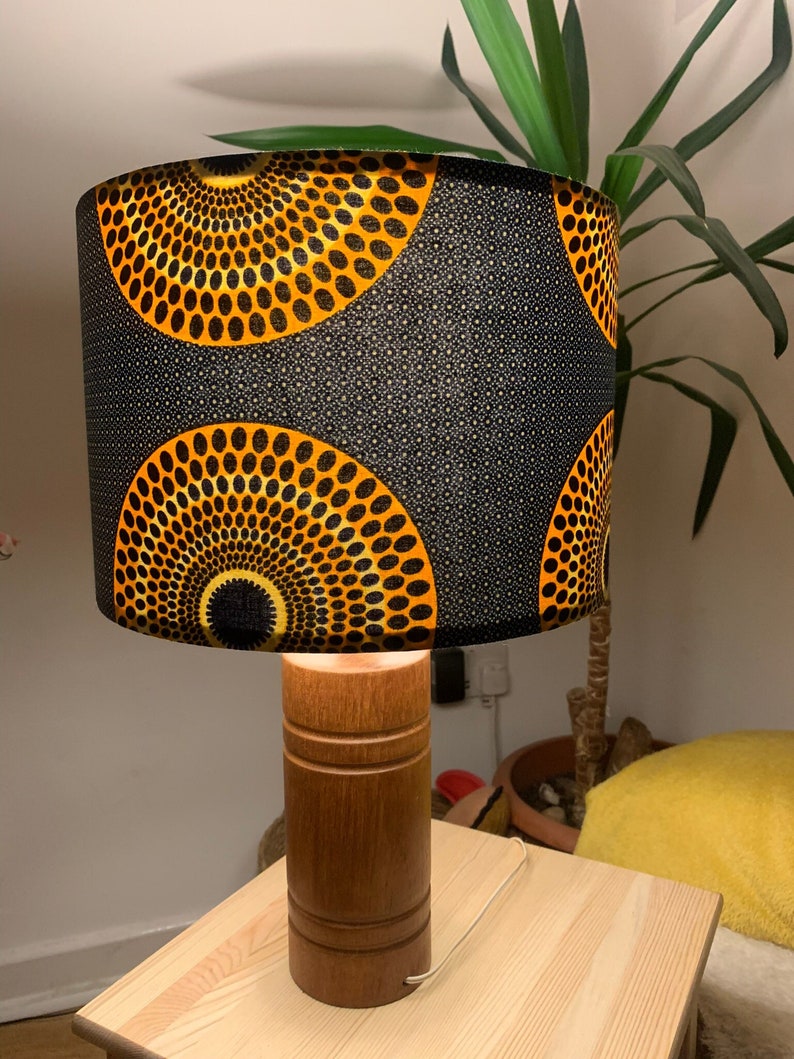 Fancy Nancy SUNBEAT Lampshade in Yellow & Blue Afrika Ankara Fabric ...