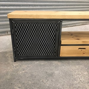 TV Stand Rustic Style TV Unit Solid Wood and Metal - Etsy