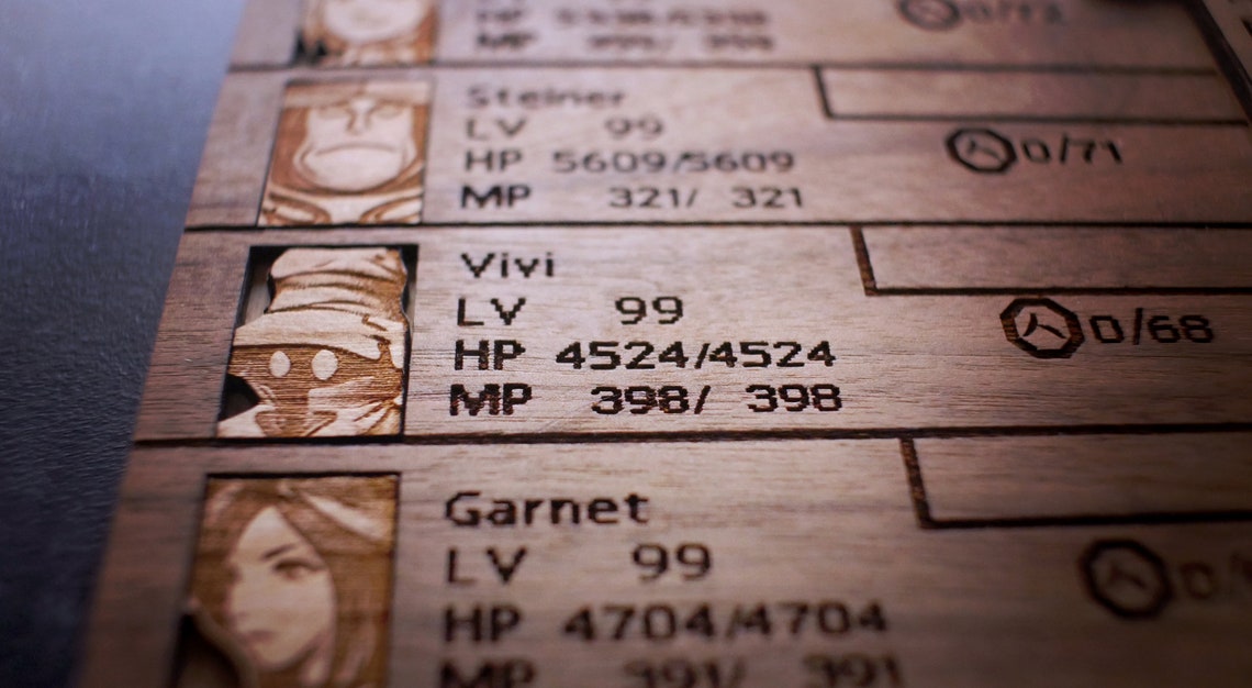 Custom Wooden Final Fantasy 9 Menu Screen With Characters You - Etsy