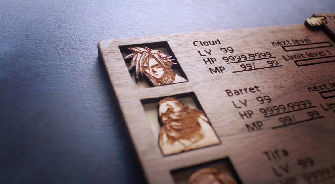 Custom Wooden Final Fantasy 7 Menu Screen With Characters You - Etsy