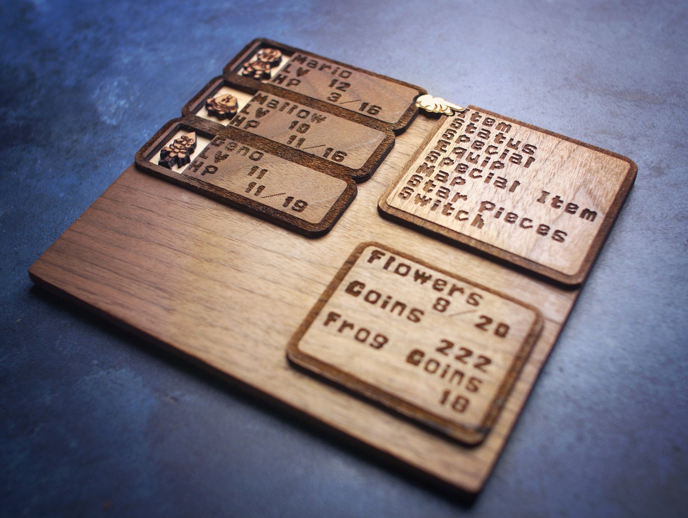 Custom Wooden Super Mario RPG Menu Screen With Characters You | Etsy