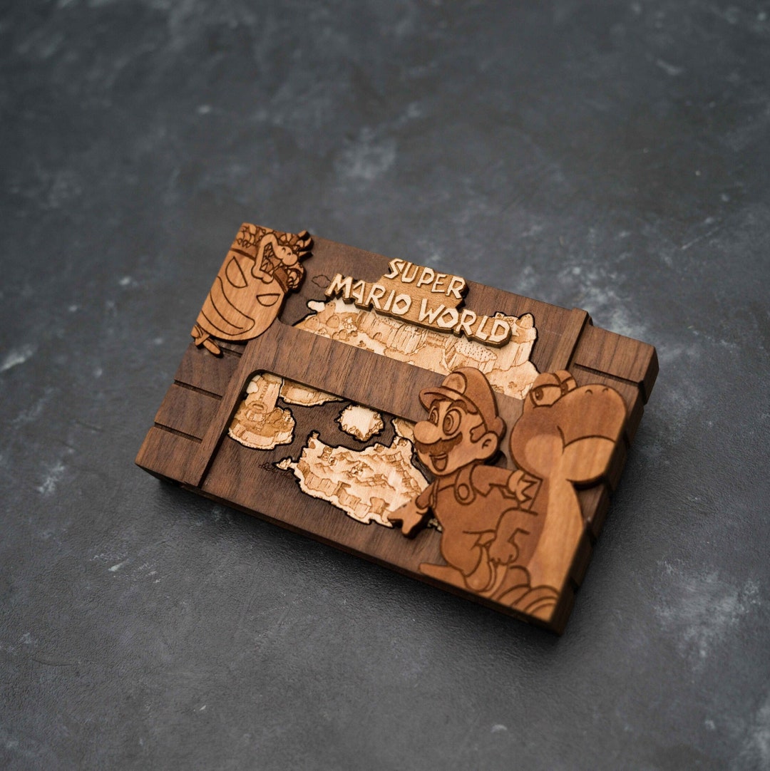 Wooden Super Mario Bros World SNES Cartridge With Option for a ...