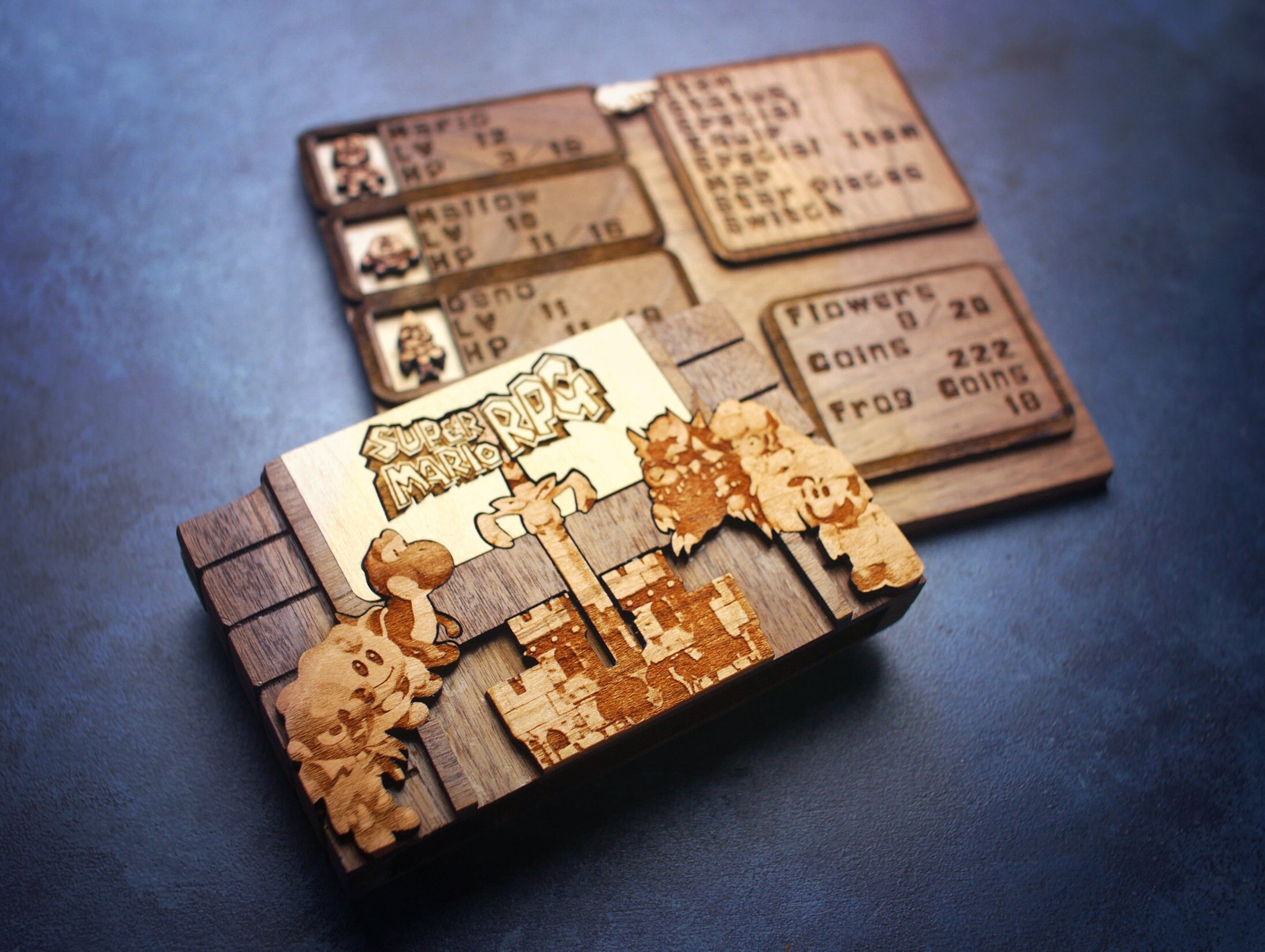 Custom Wooden Super Mario RPG Menu Screen With Characters You | Etsy