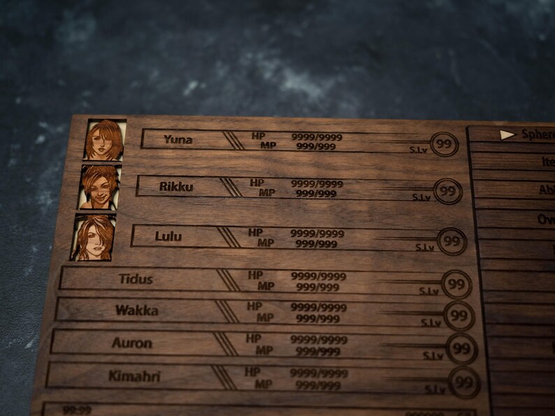 Custom Wooden Final Fantasy X Menu Screen With Characters You Can Pick ...