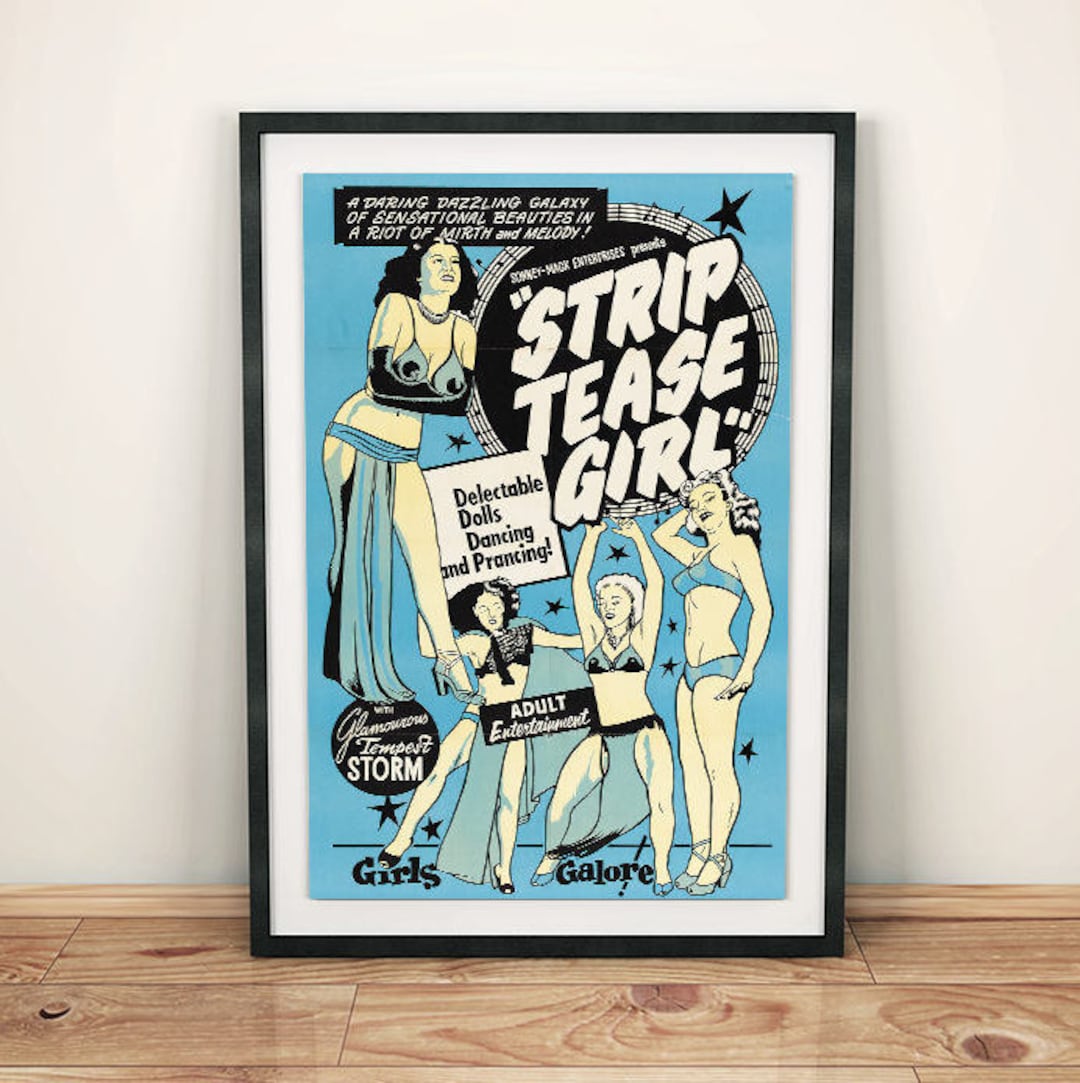 Strip Tease Girl Adult Entertainment Live Show Vintage Burlesque Poster
