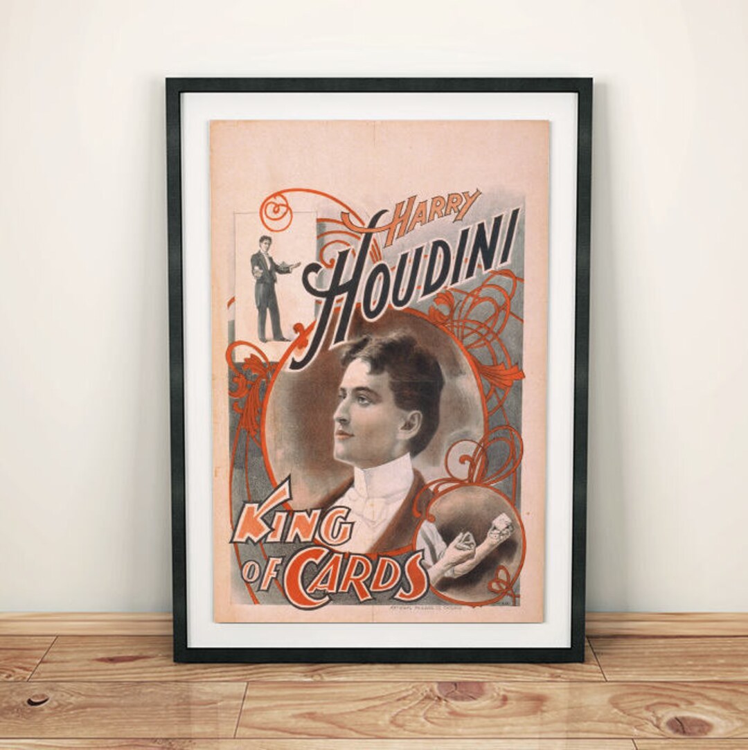Harry Houdini Magic Magician King of Cards Poster - Etsy