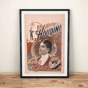 Harry Houdini Magic Magician King of Cards Poster - Etsy