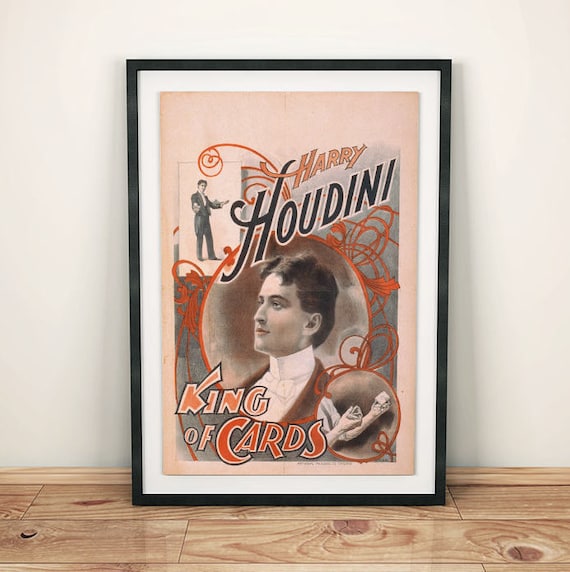 Harry Houdini Magic Magician King of Cards Poster | Etsy