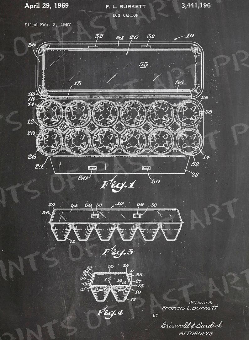 Egg Carton Food Patent Art Poster - Etsy